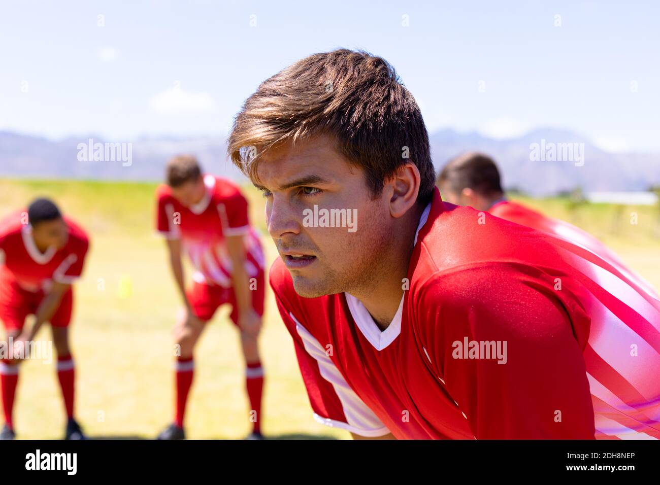 Male soccer players standing together hi-res stock photography and ...
