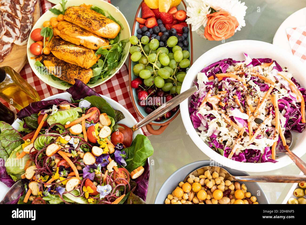 Food on an outdoor dinner table Stock Photo - Alamy