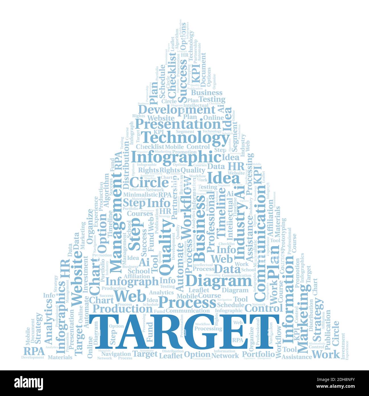 Target typography word cloud create with text only Stock Photo - Alamy