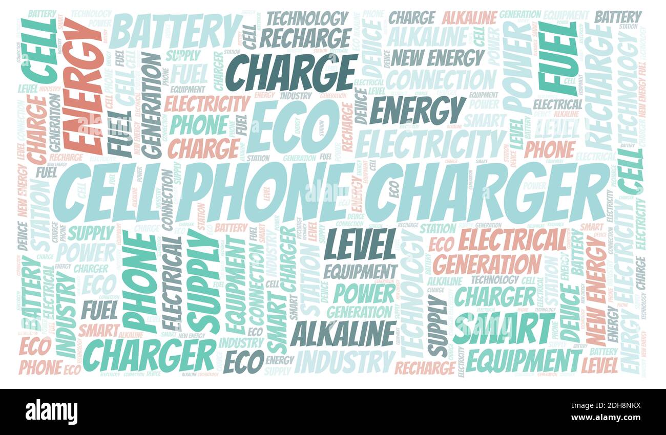 Cell Phone Charger typography word cloud create with text only Stock ...
