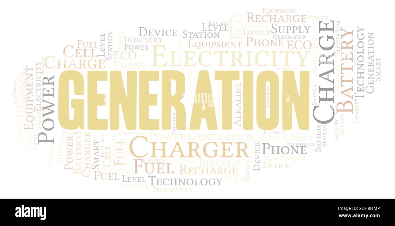 Generation typography word cloud create with text only Stock Photo - Alamy