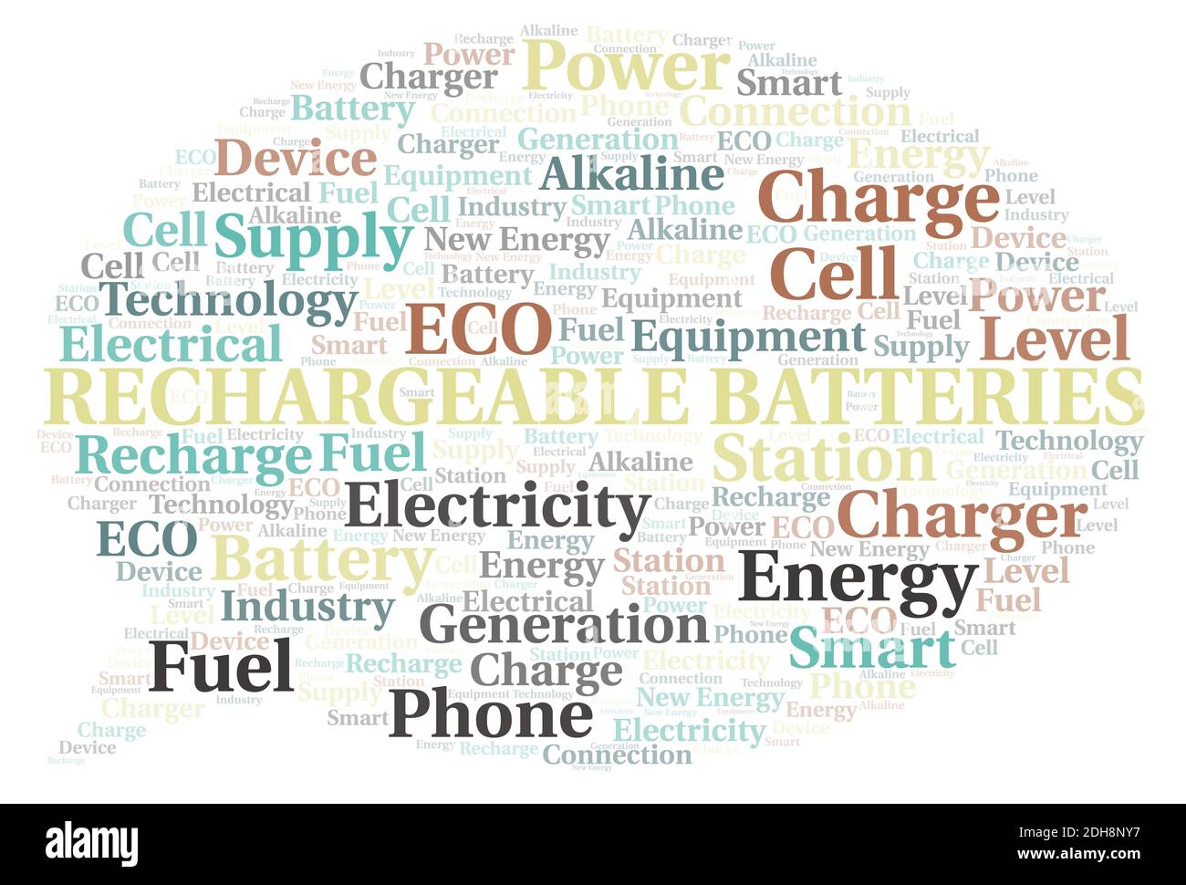 Rechargeable Batteries typography word cloud create with text only ...