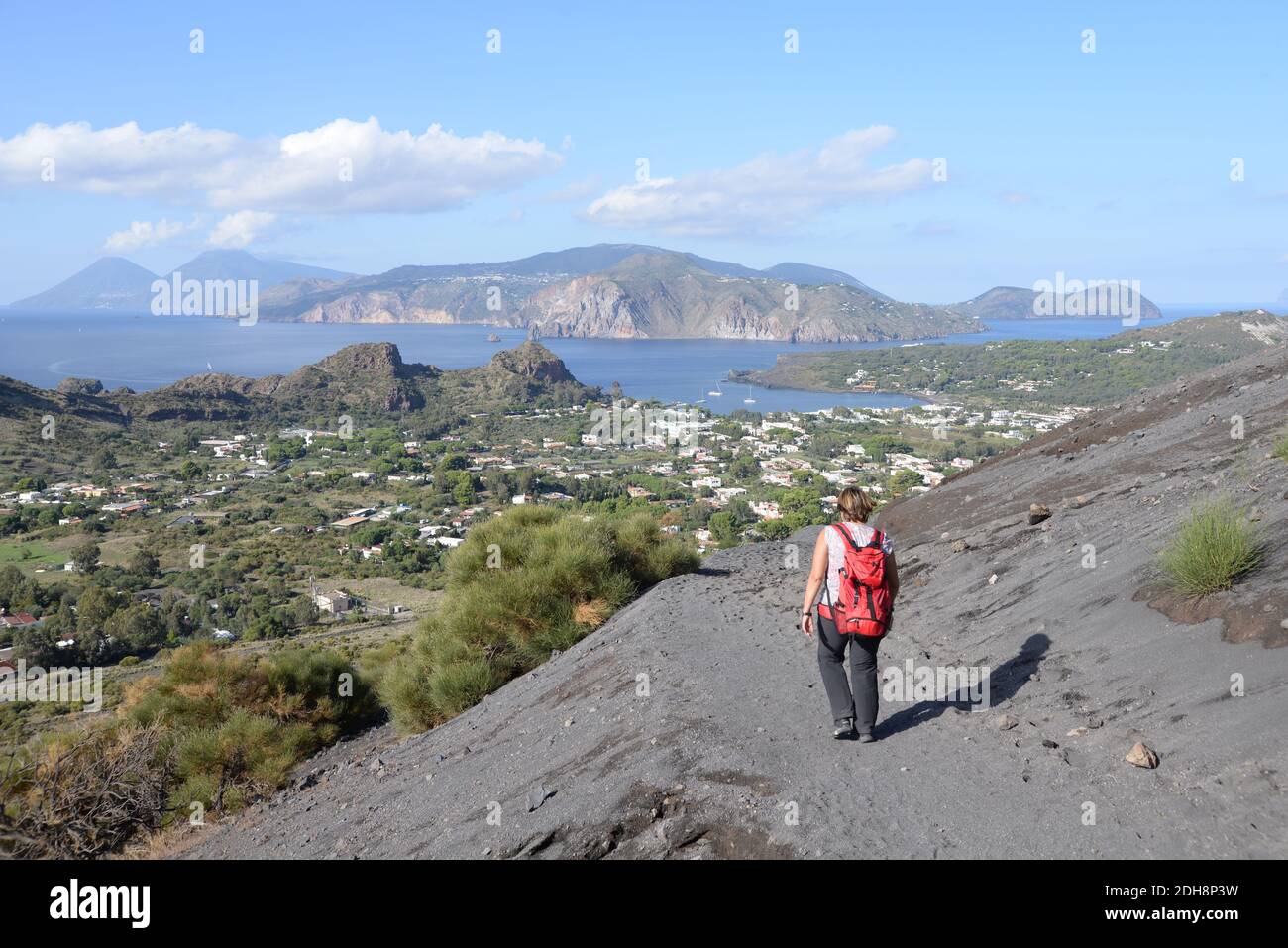 Hiking at the crater of Vulcano Stock Photo - Alamy