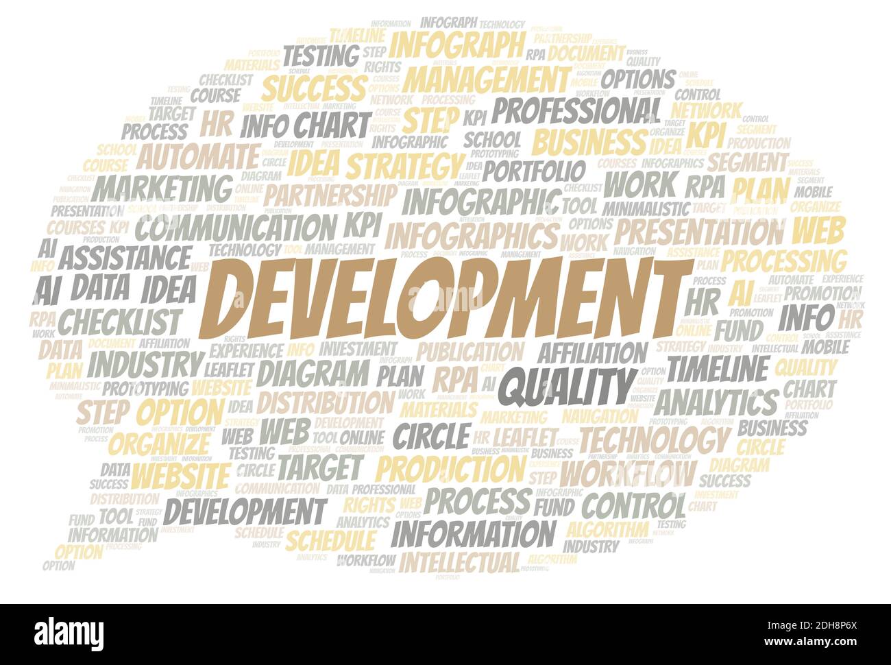 Development typography word cloud create with text only Stock Photo - Alamy