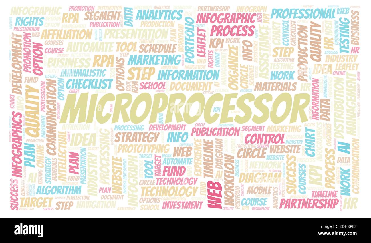 Microprocessor typography word cloud create with text only Stock Photo ...