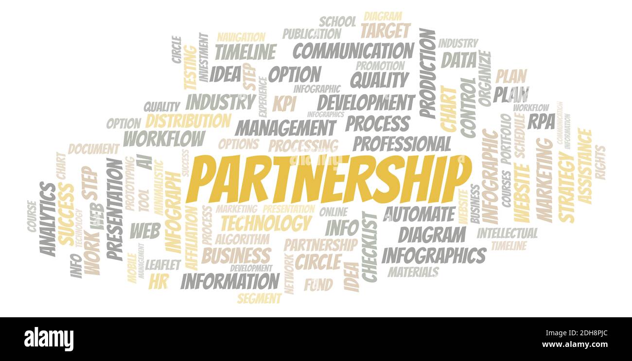 Partnership typography word cloud create with text only Stock Photo - Alamy