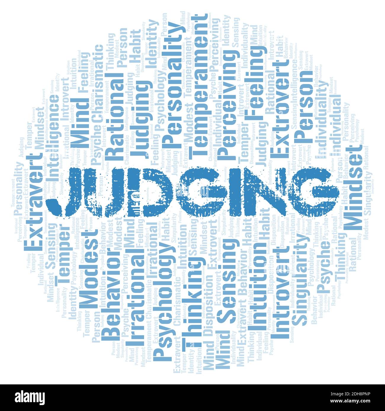 Judging typography word cloud create with text only Stock Photo - Alamy