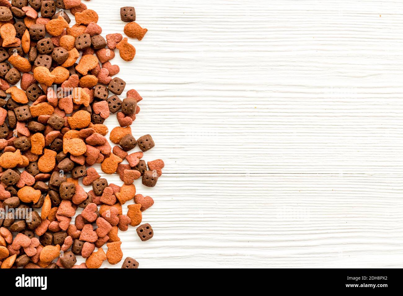 Dry pet cat food background with copy space. Above view Stock Photo - Alamy