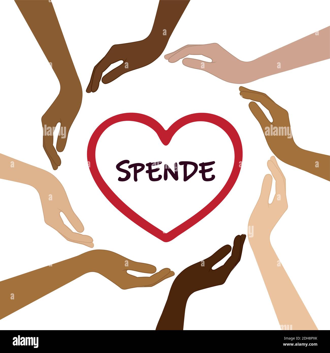donate helpfulness concept with human hands in different skin colors ...