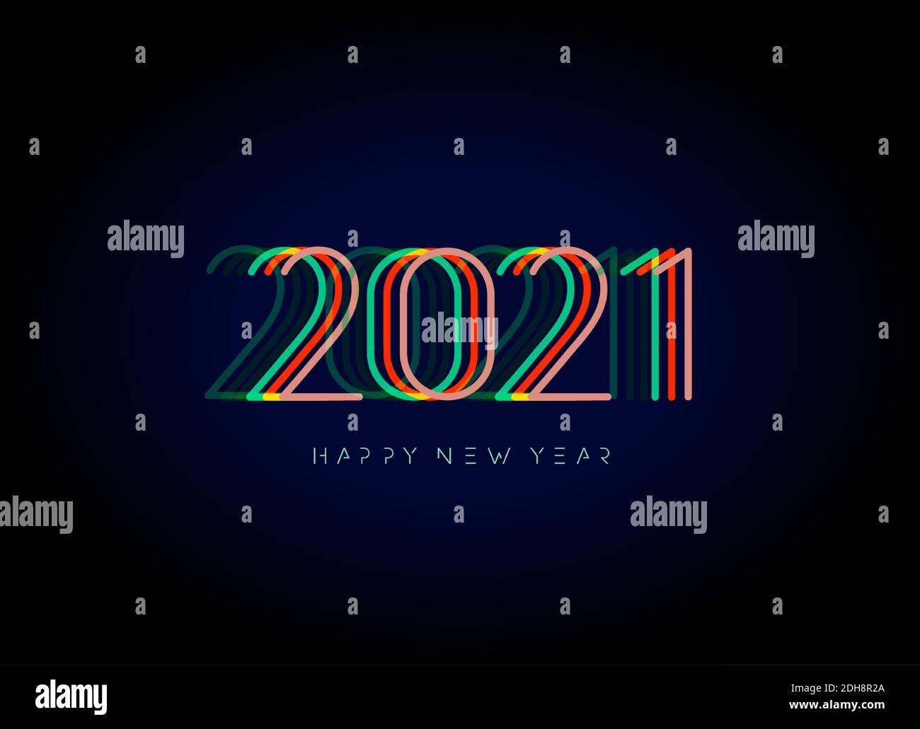 New Year 2021 numbers for digital display design. Neon lighting poster ...