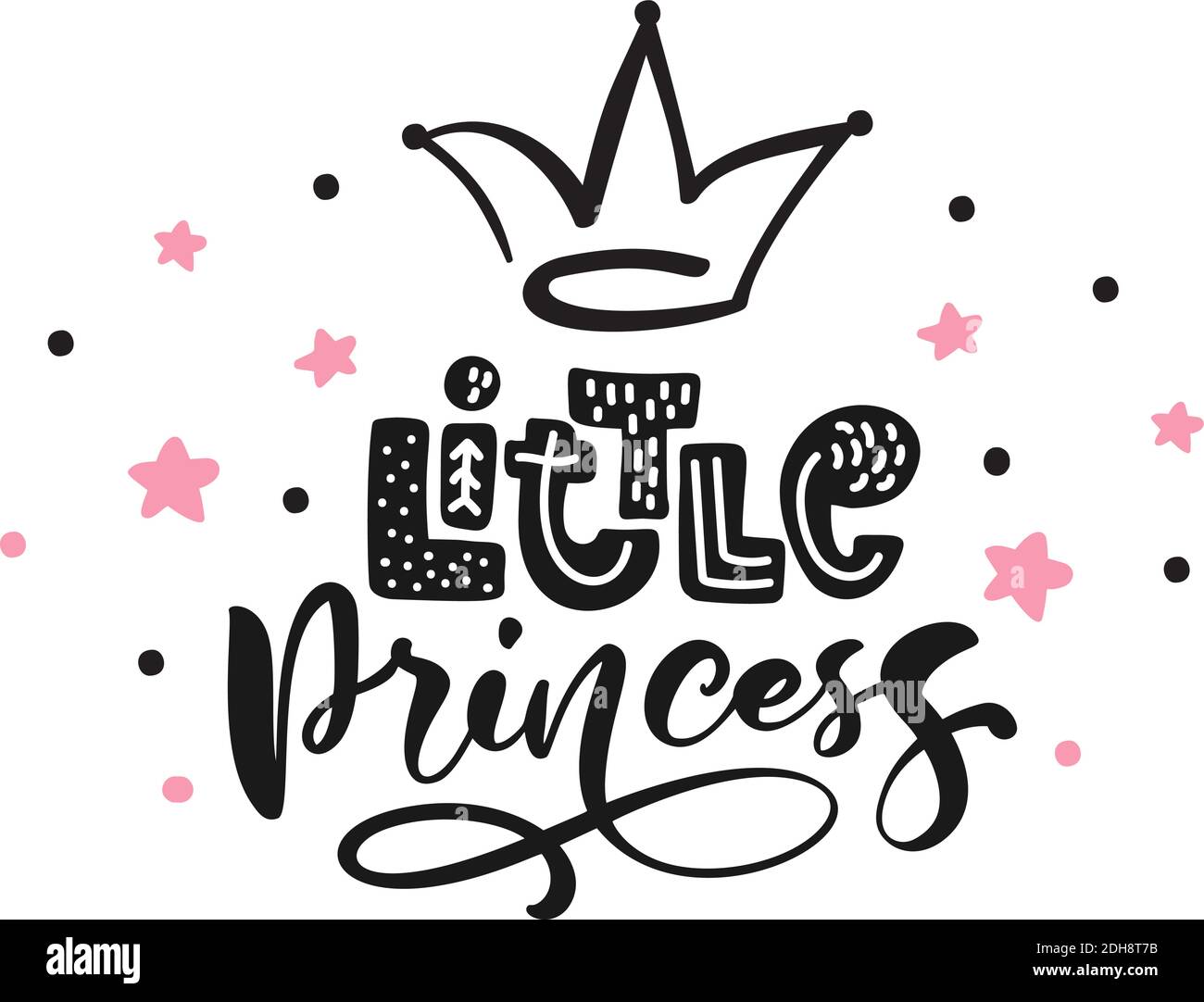 Little princess calligraphy lettering hand drawn scandinavian ...