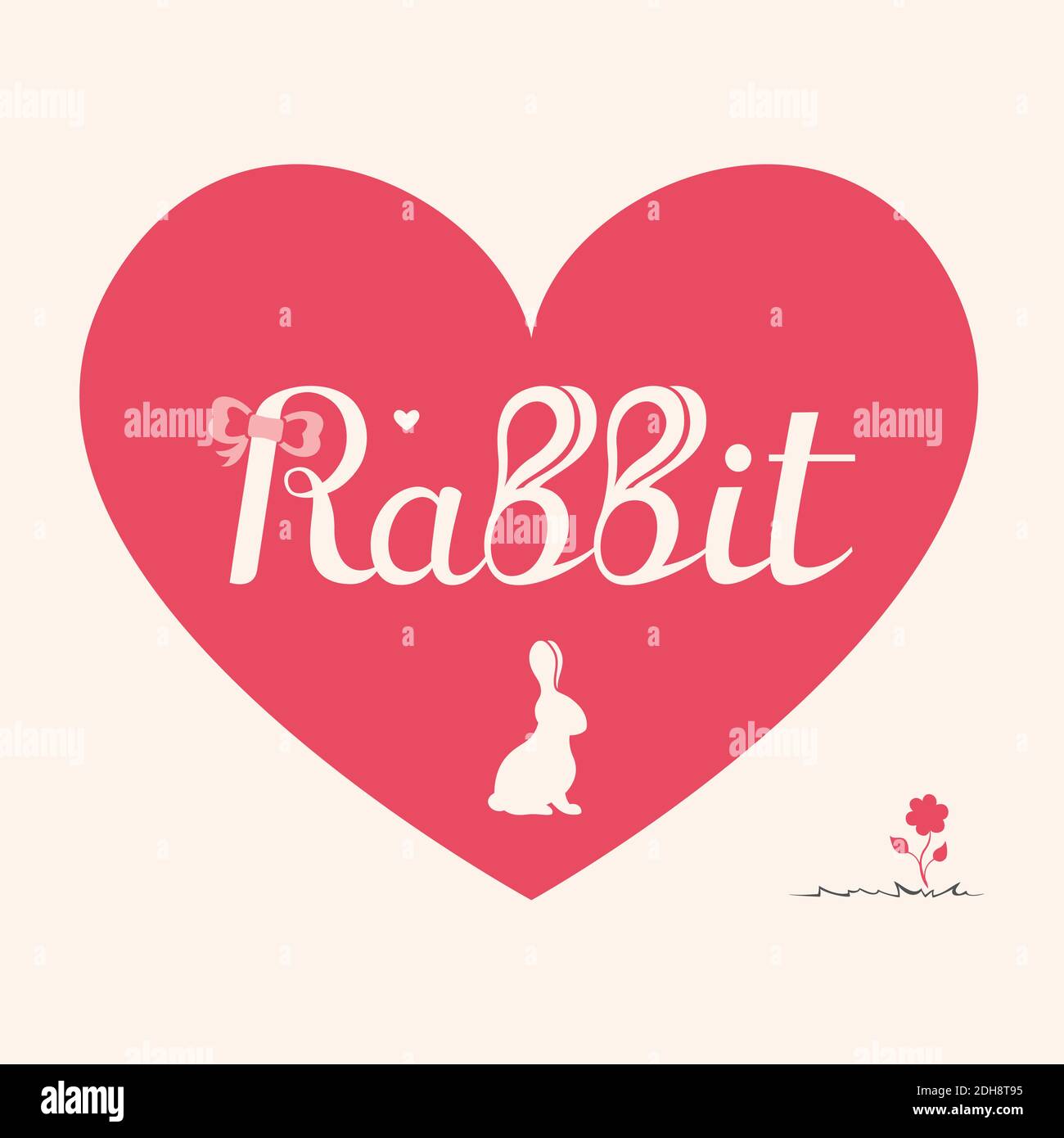 stylized inscription in the rabbit heart on white background Stock ...