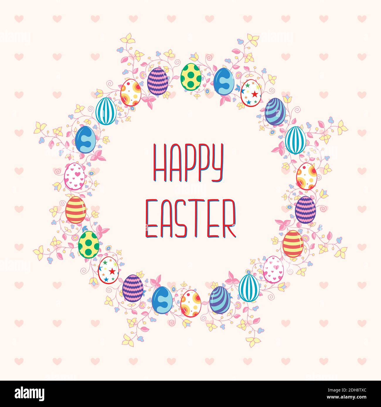 Wreath frame easter eggs Stock Vector Images - Alamy
