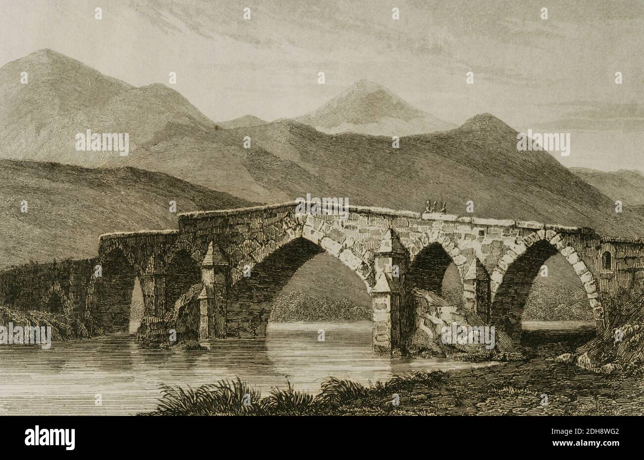 Persia. Bridge on the Kiril-Ouzen River. Engraving. Panorama Universal ...