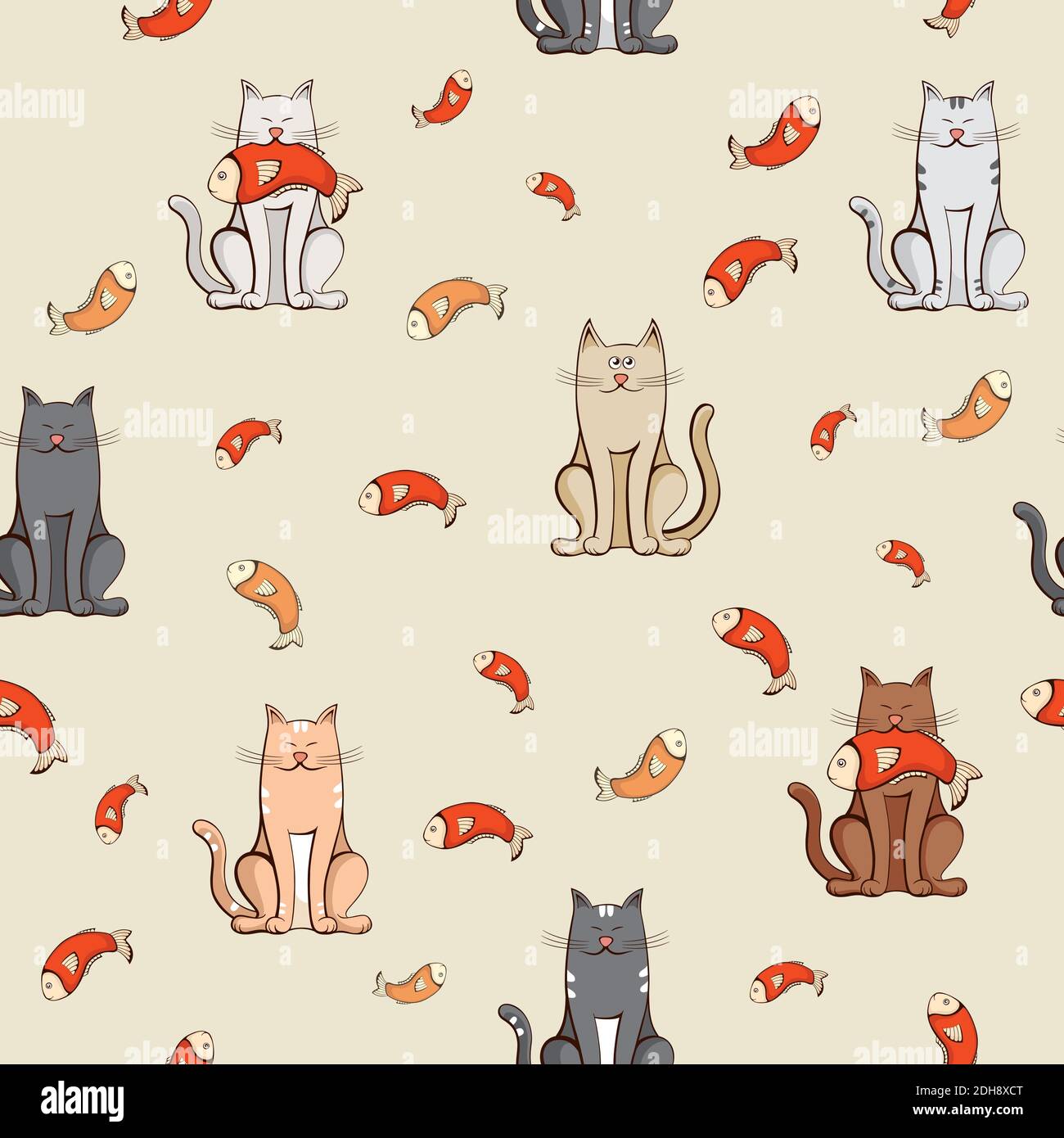 Doodle fish pattern hi-res stock photography and images - Alamy