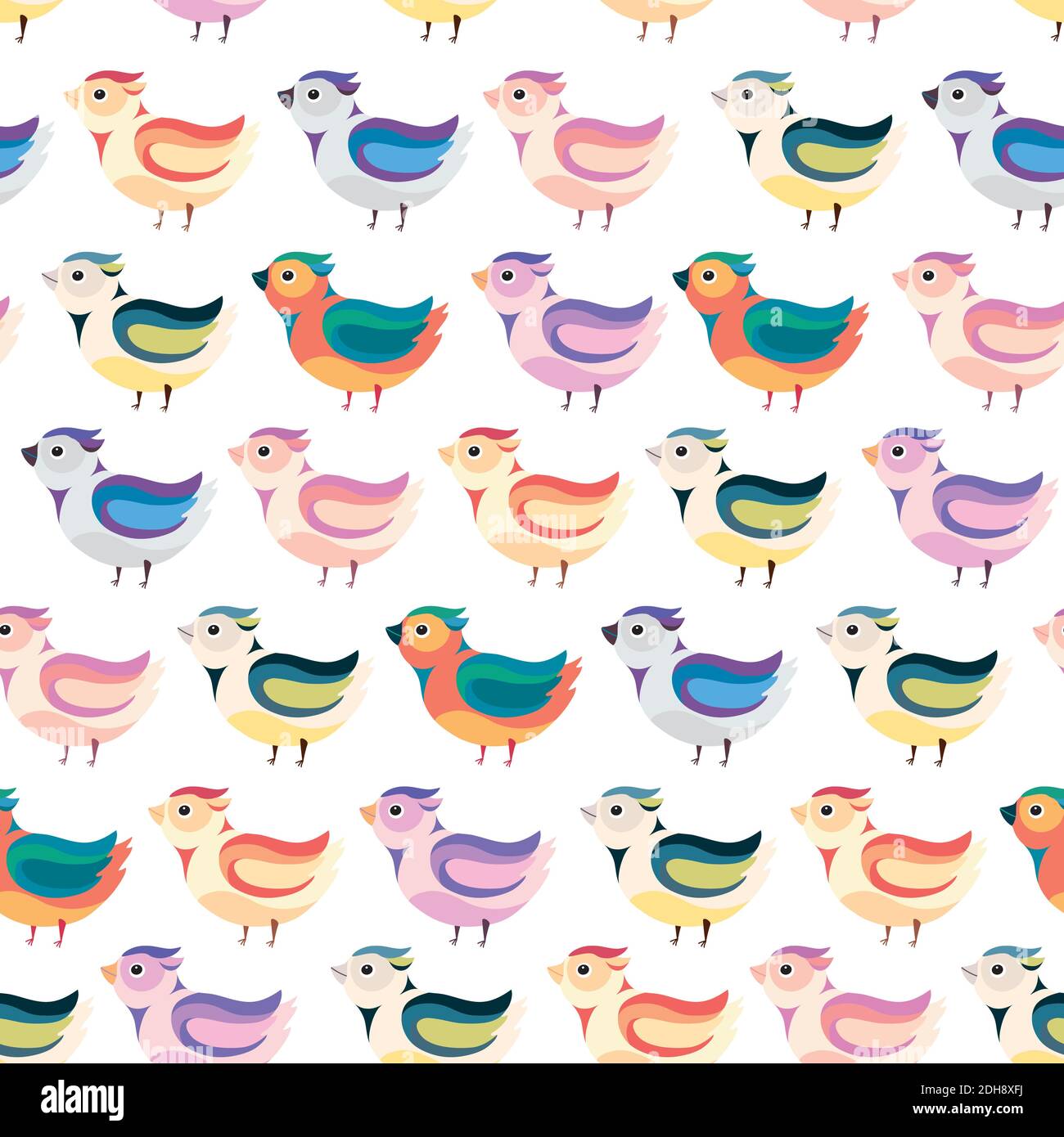 Colorful bird seamless pattern on white background Stock Vector Image ...