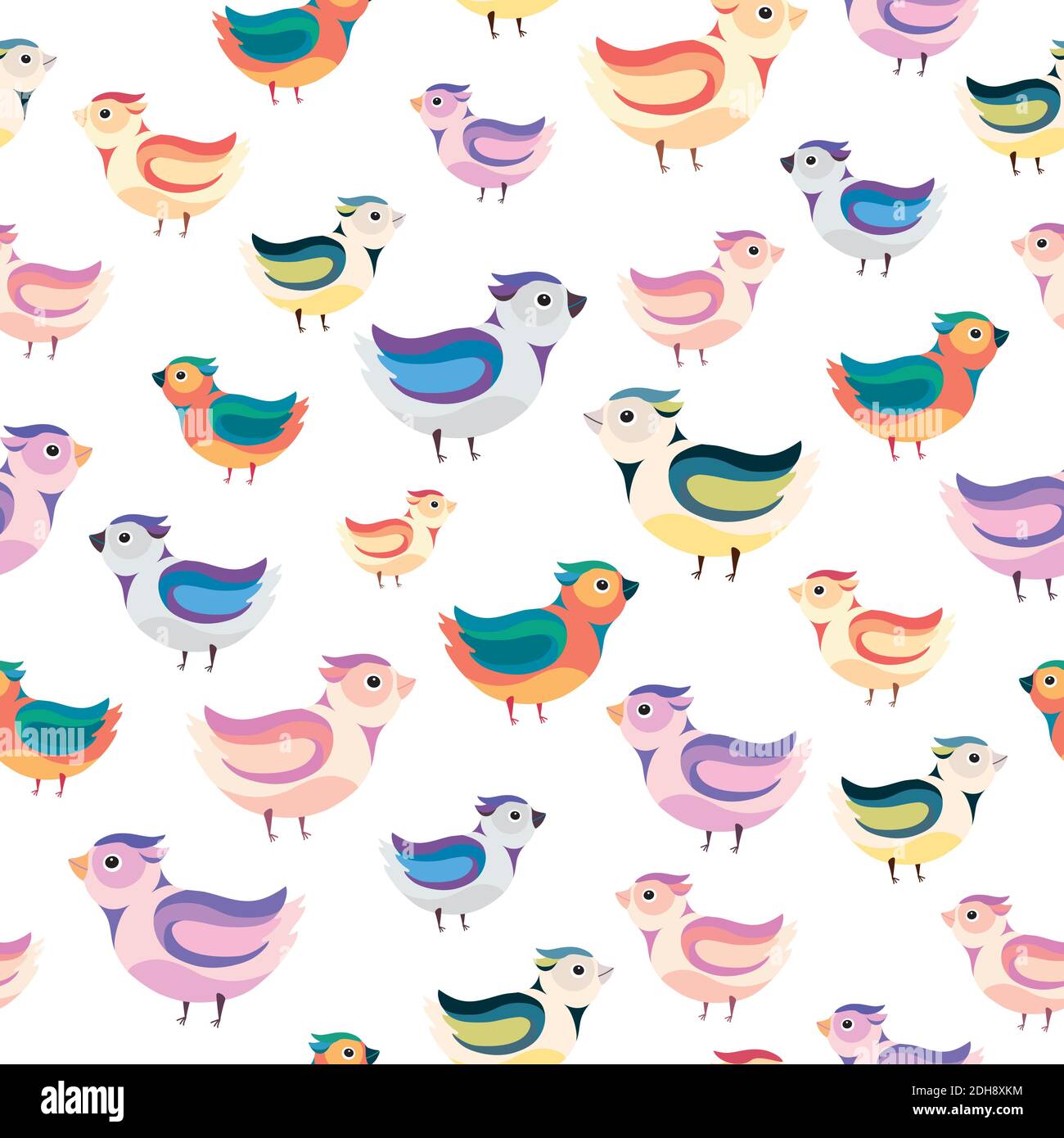 Colorful bird seamless pattern on white background Stock Vector Image ...