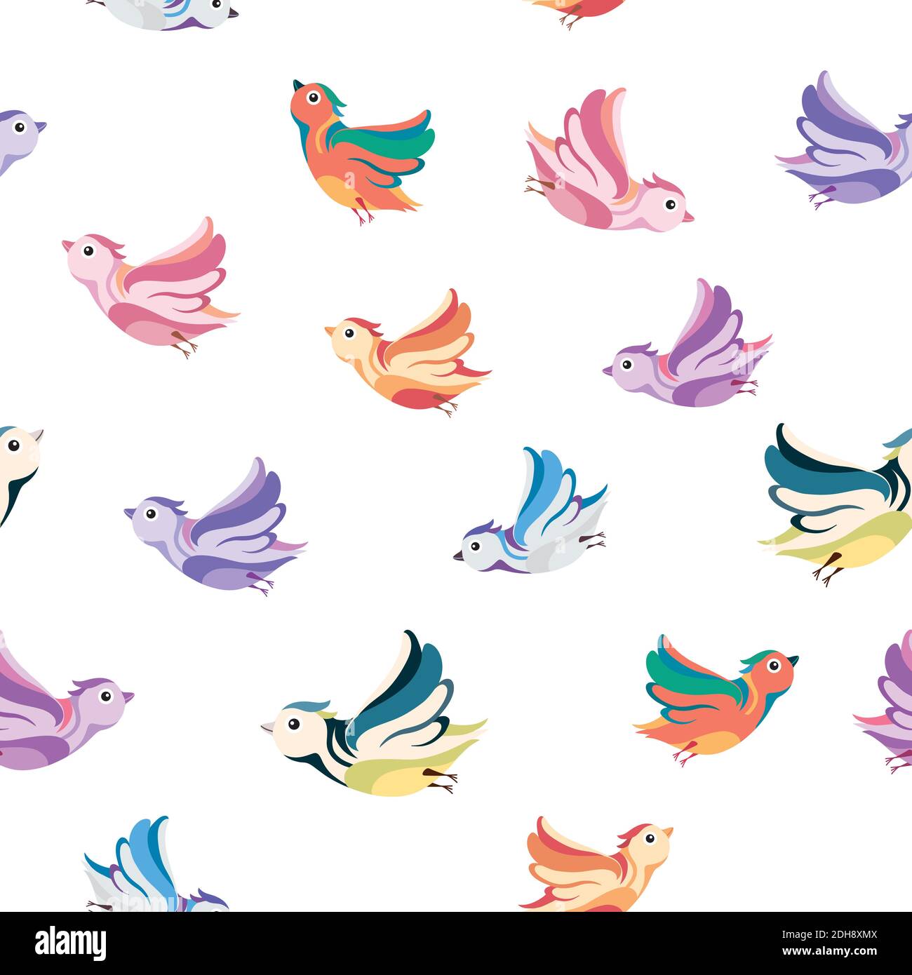 Flying birds seamless pattern on white background Stock Vector Image ...