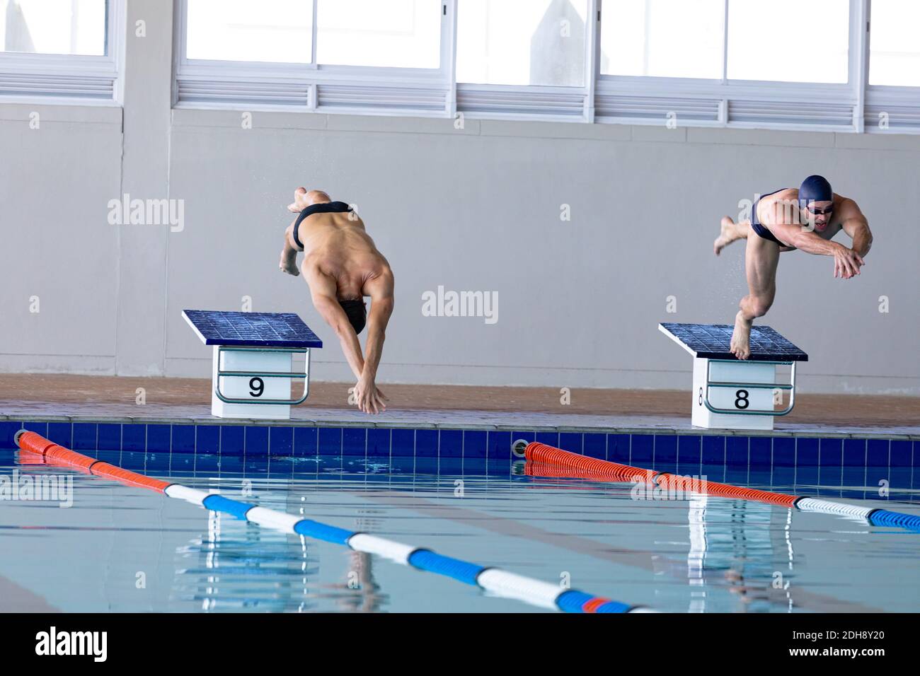Swimmers plunging in the pool Stock Photo - Alamy Swimmers plunging in the pool Stock Photo - Alamy