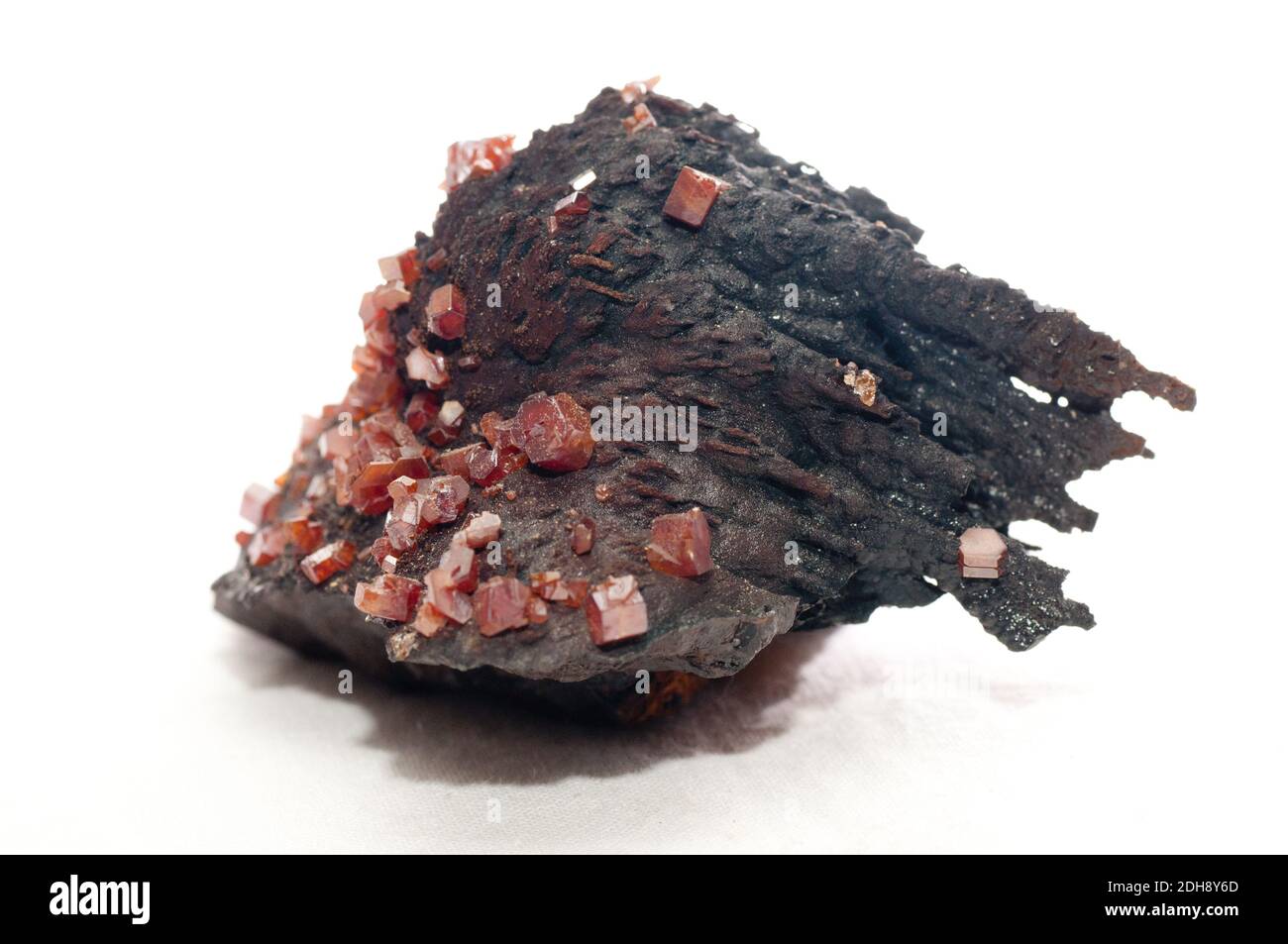 red vanadinite crystal mineral sample on metamorphic rock Stock Photo ...