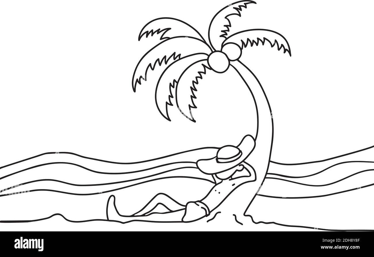 Black white drawing relaxing Cut Out Stock Images & Pictures - Alamy