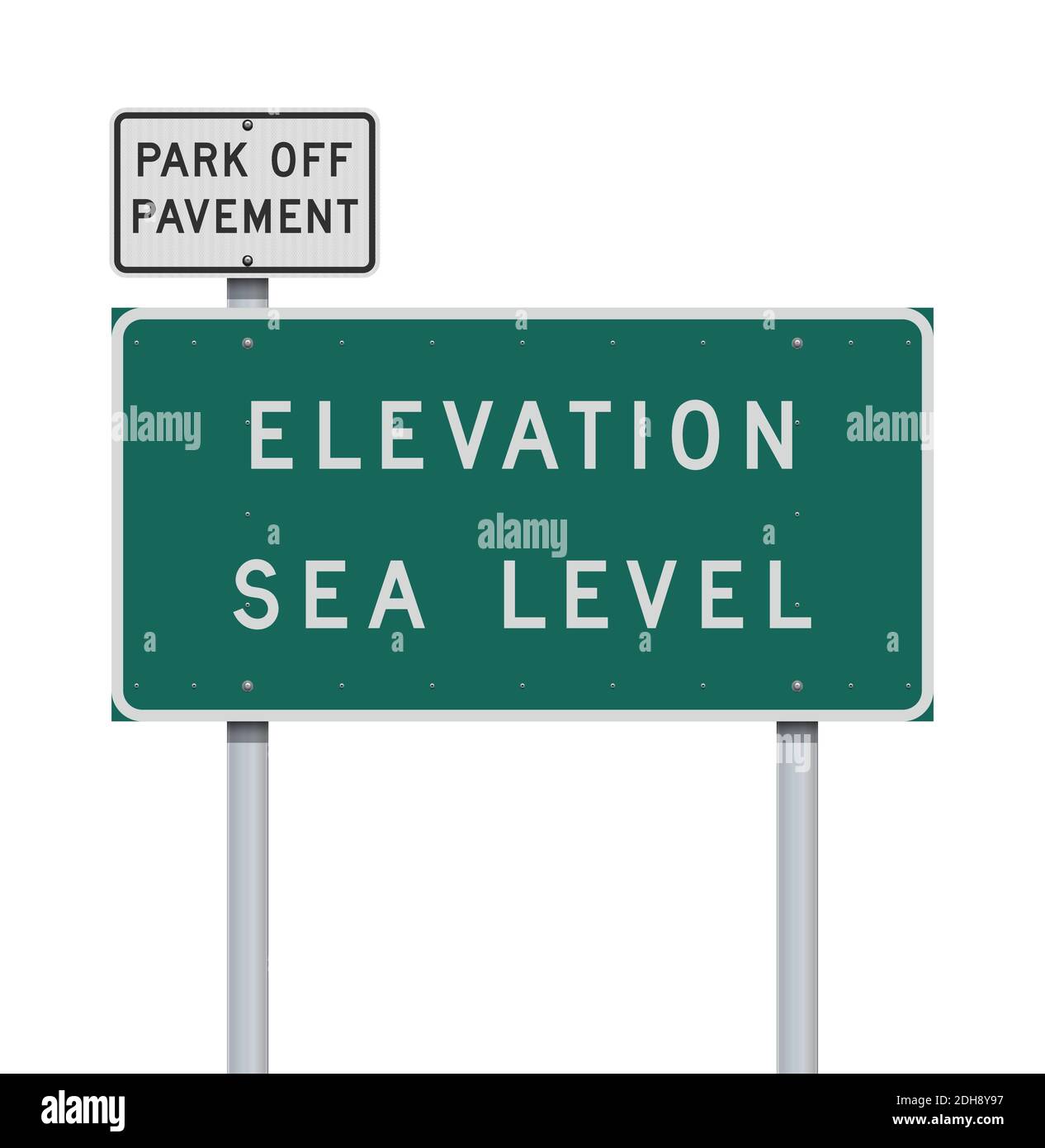 Vector illustration of the Elevation Sea Level green road sign Stock ...
