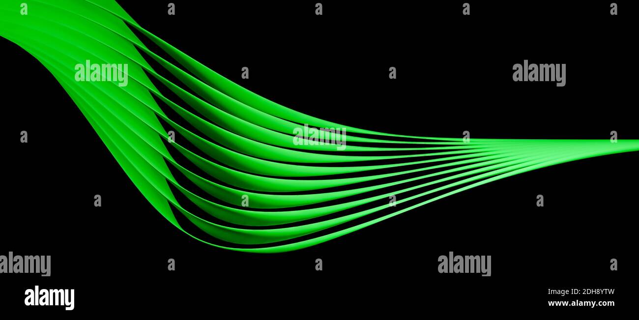 Abstract modern 3D object with many layers, flowing curves or shapes ...