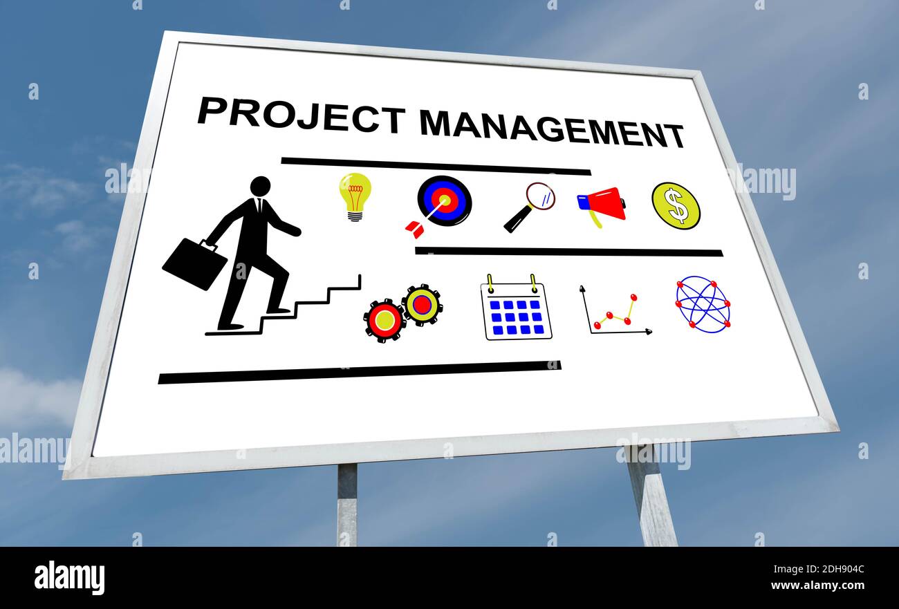 Project management concept drawn on a billboard Stock Photo - Alamy