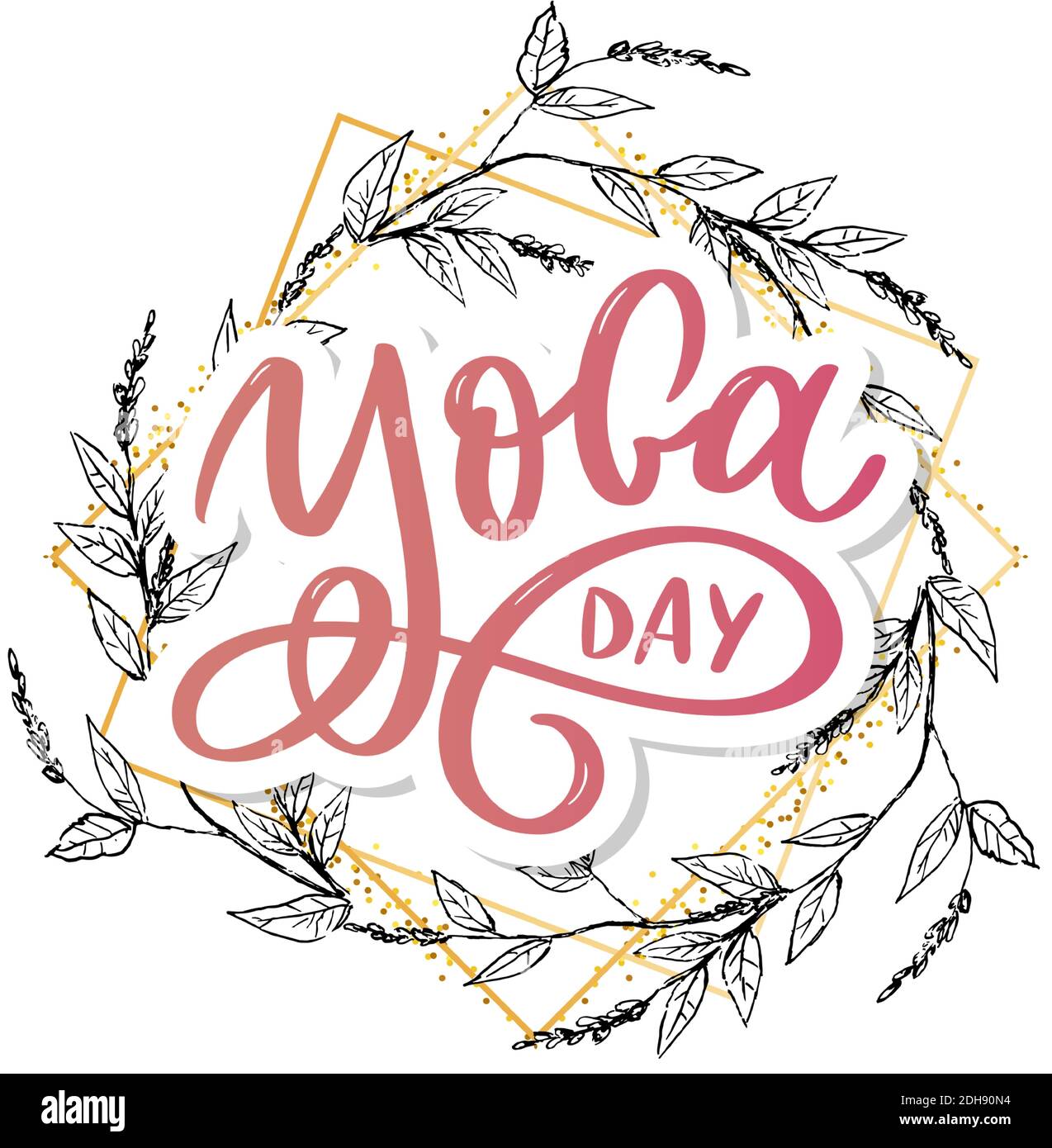 Lettering Yoga. Vector background International Yoga Day. Vector design ...