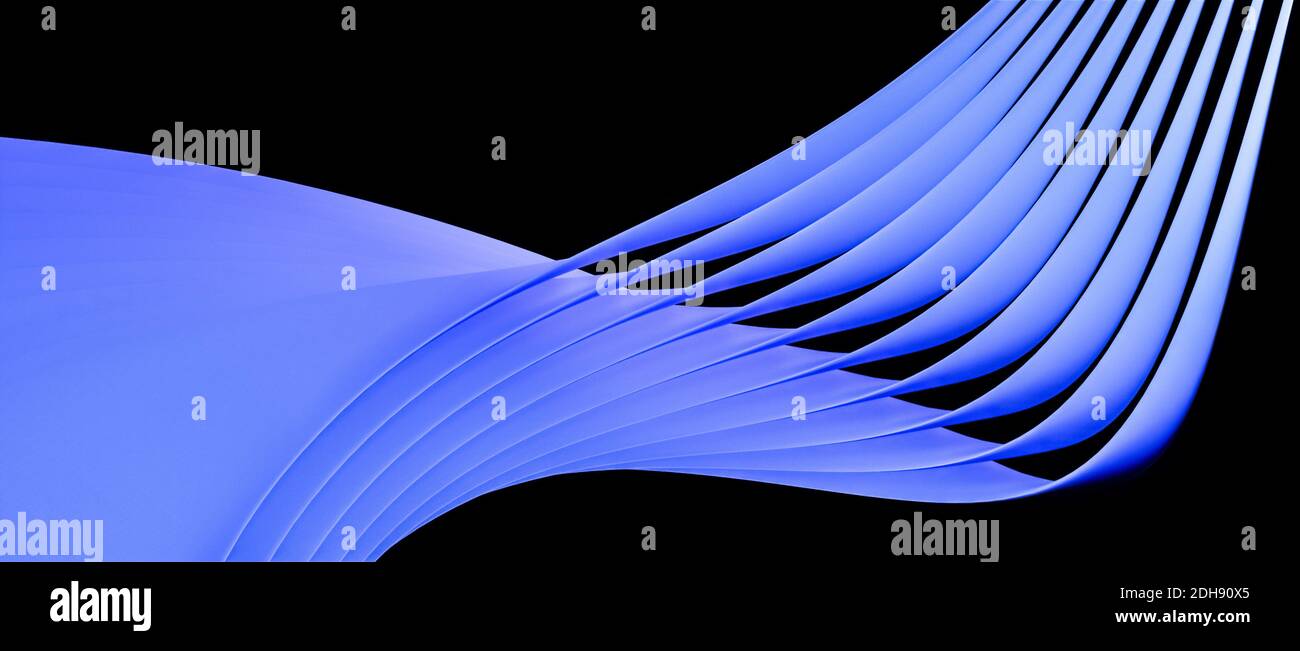 Abstract modern 3D object with many layers, flowing curves or shapes ...