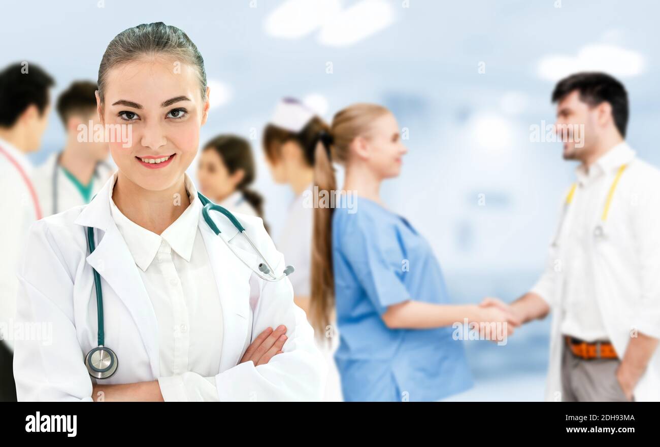 Healthcare people group. Professional doctor working in hospital office ...