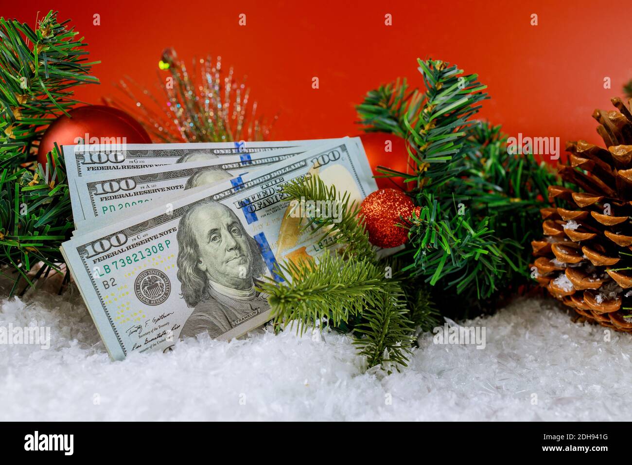 Christmas money american dollars christmas tree gift Happy New Year ...