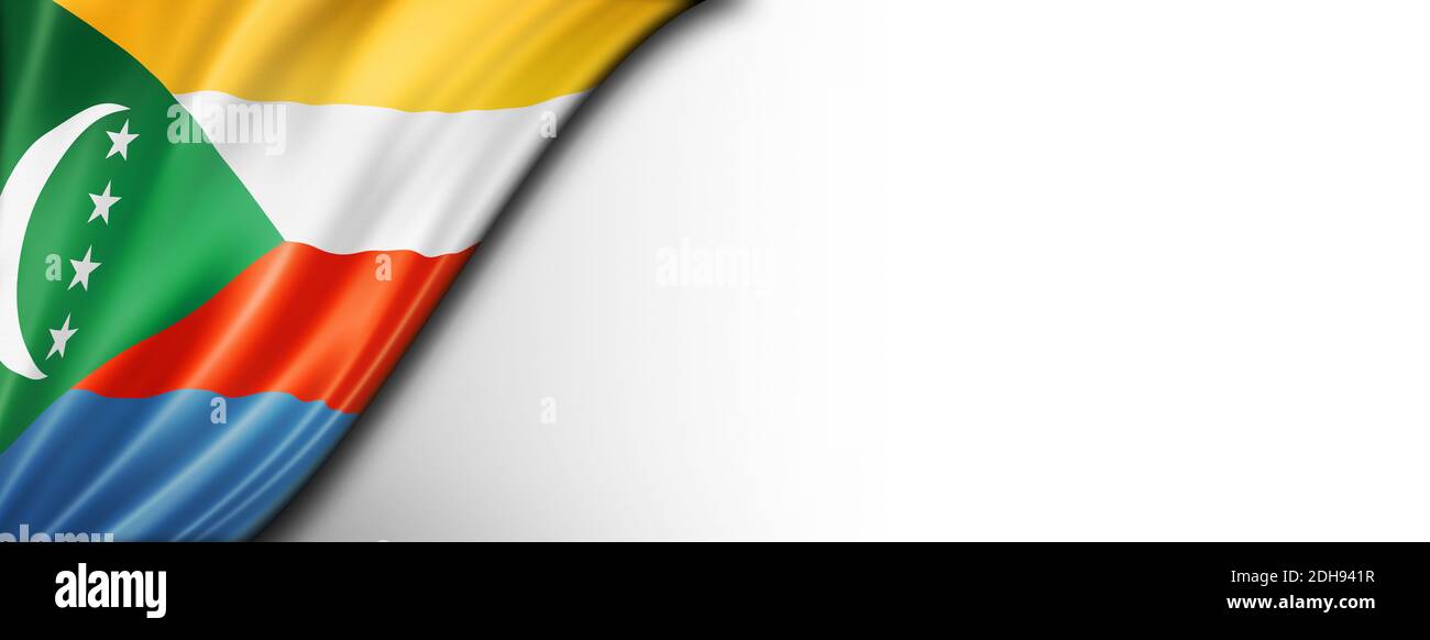 Comorian flag isolated on white banner Stock Photo - Alamy