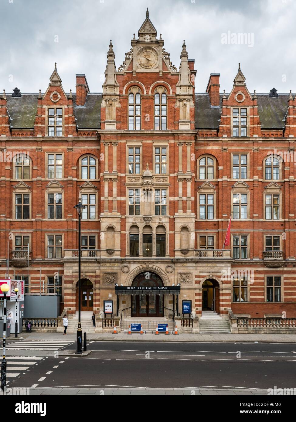 The Royal College of Music, London, England. The red brick façade and ...
