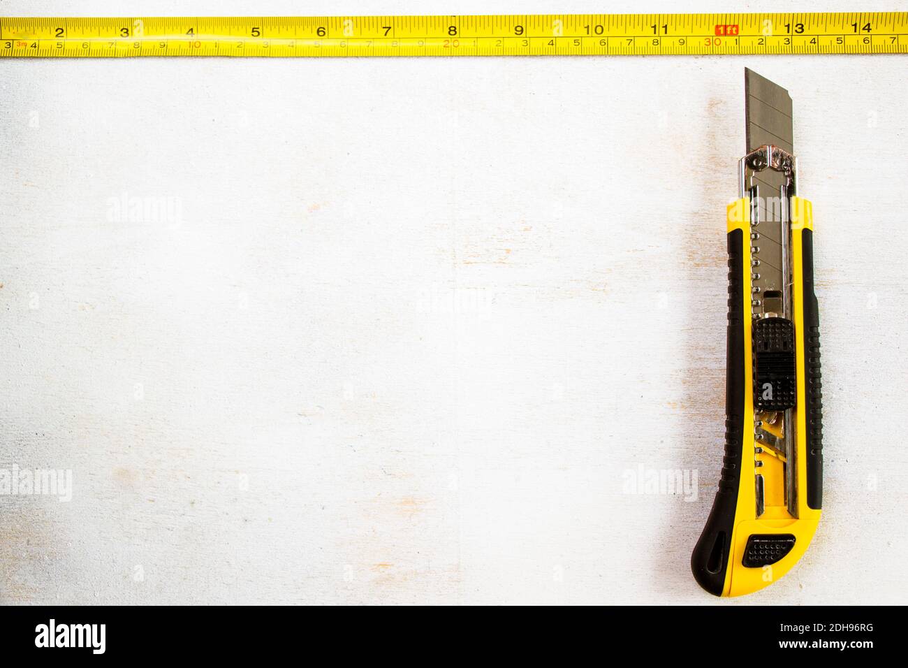 Building instrument set on the white background, ruler and utility ...