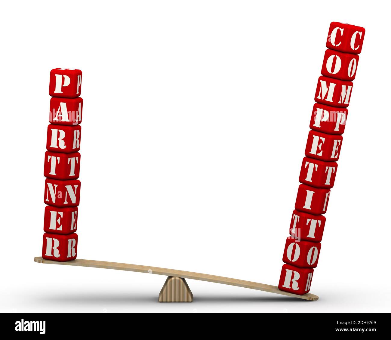 The words PARTNER and COMPETITOR (made from red cubes labeled with ...