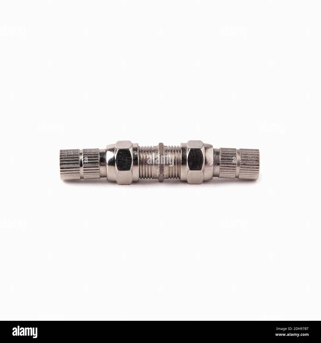 F-rg6 f-type side and f female connector isolated on white background ...
