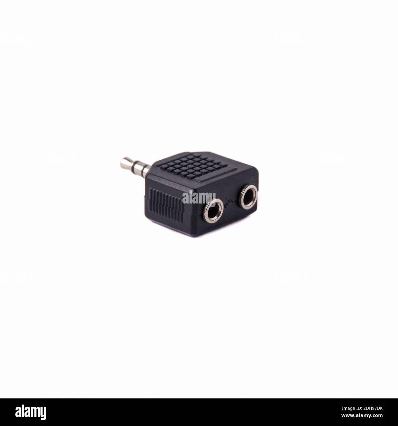 Mini Jack adapter with single to double output, isolated on white ...