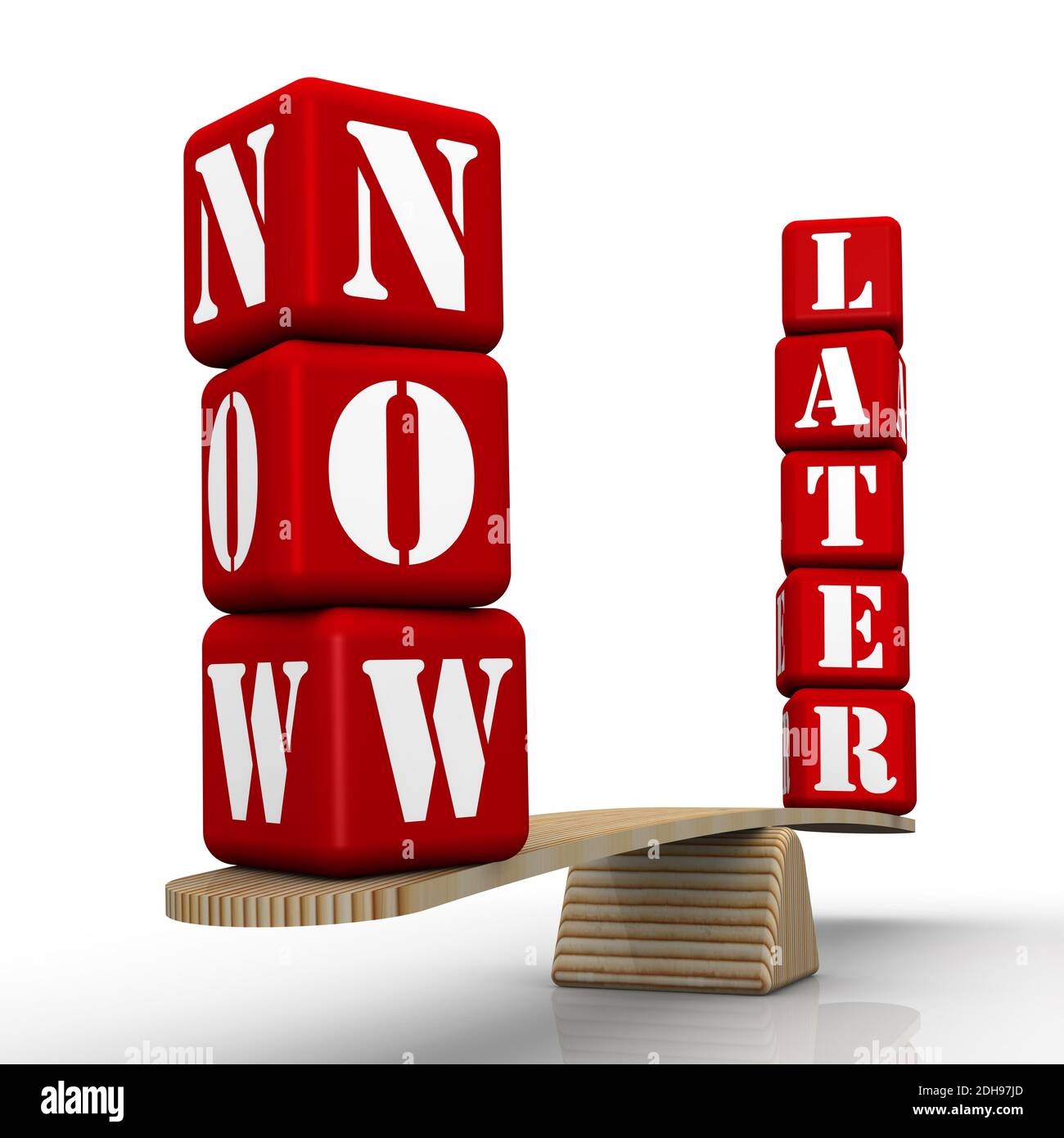 The words NOW and LATER on the scales. The words NOW and LATER (made ...