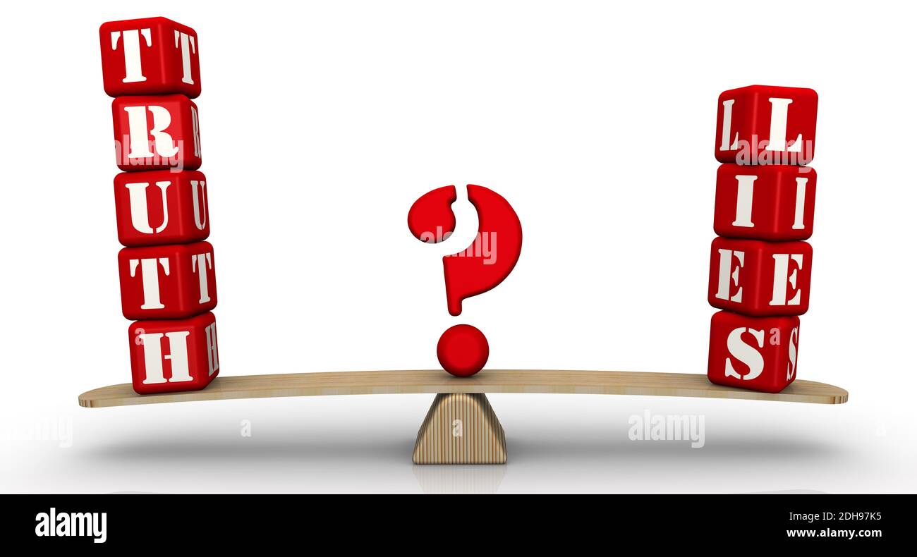 Truth or lies. The problem of choice.The words TRUTH and LIES, made of ...