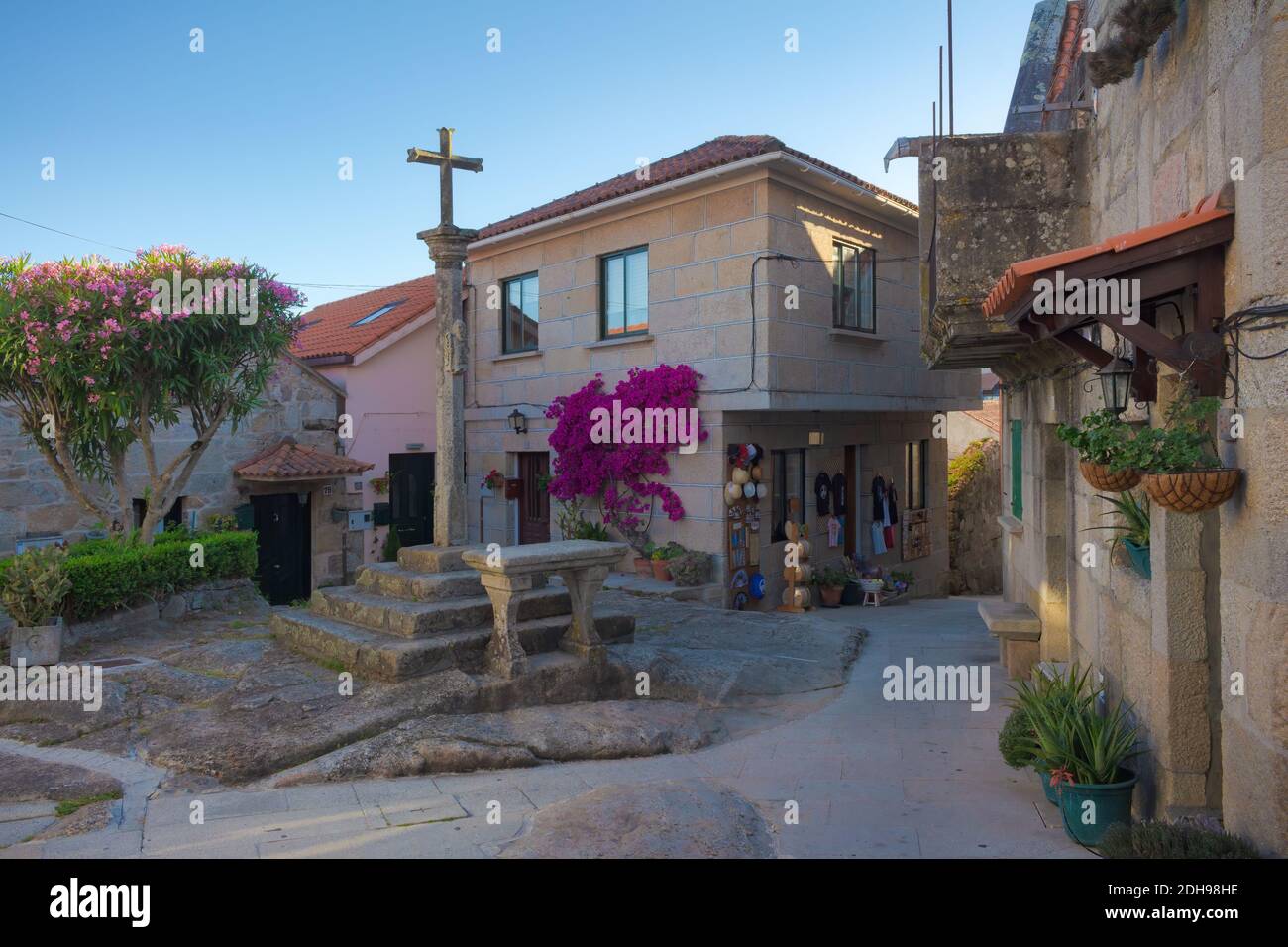 Combarro, Galicia, Spain - June 2017: View of a square in the historic ...