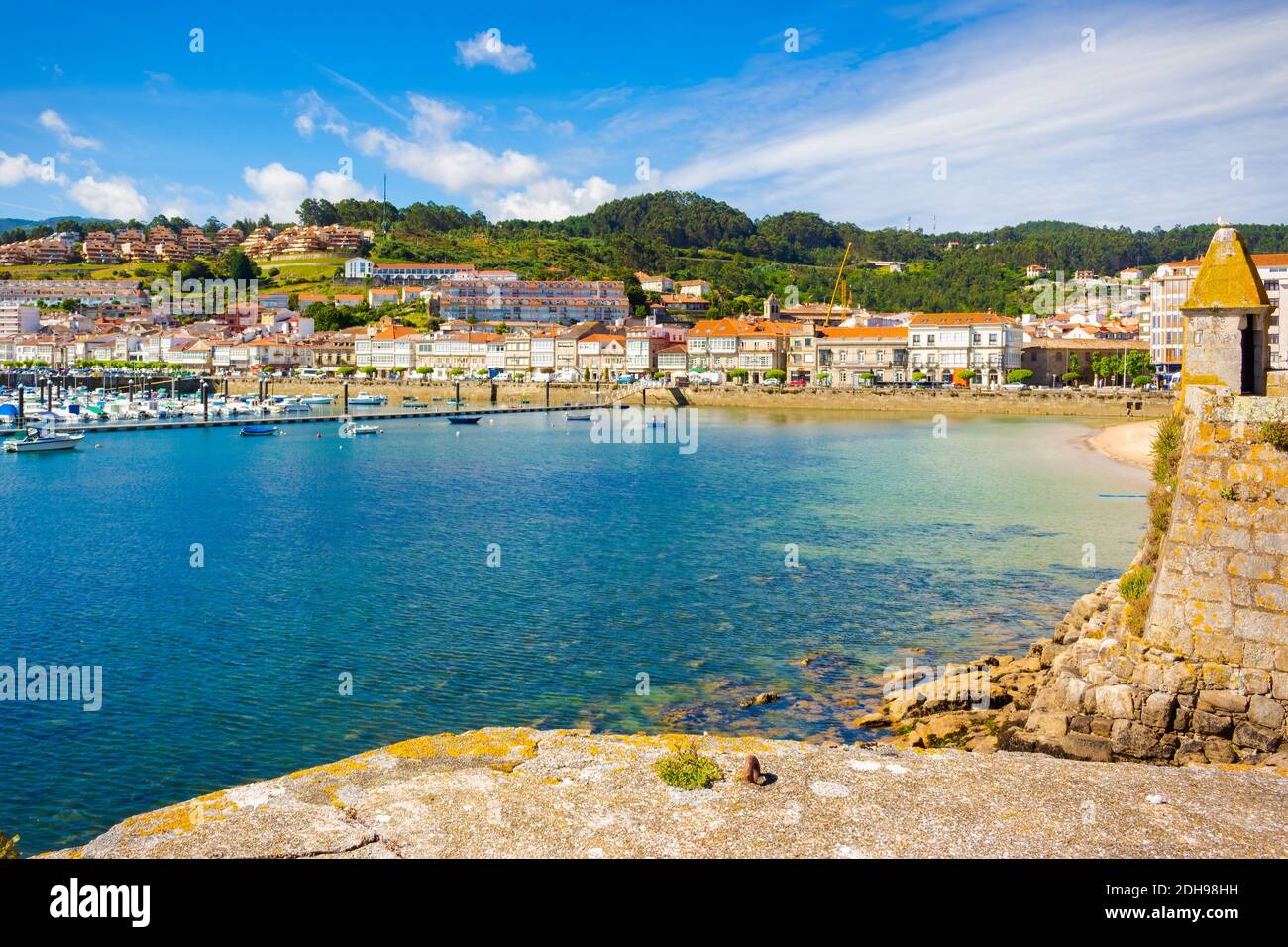 Baiona, Galicia, Spain - June 2017: Panoramic view of the port of ...