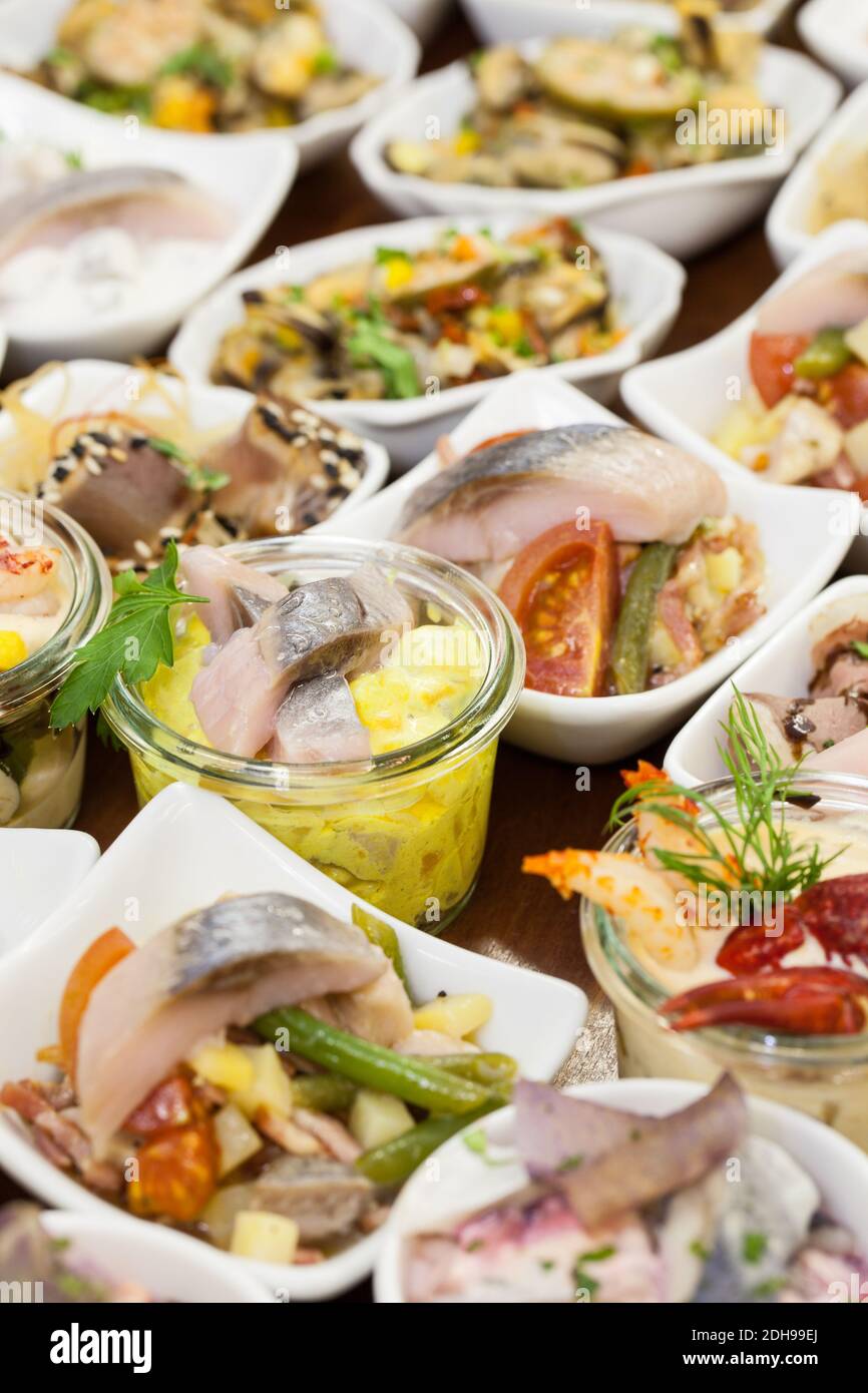 Fish buffet: Different starters Stock Photo - Alamy