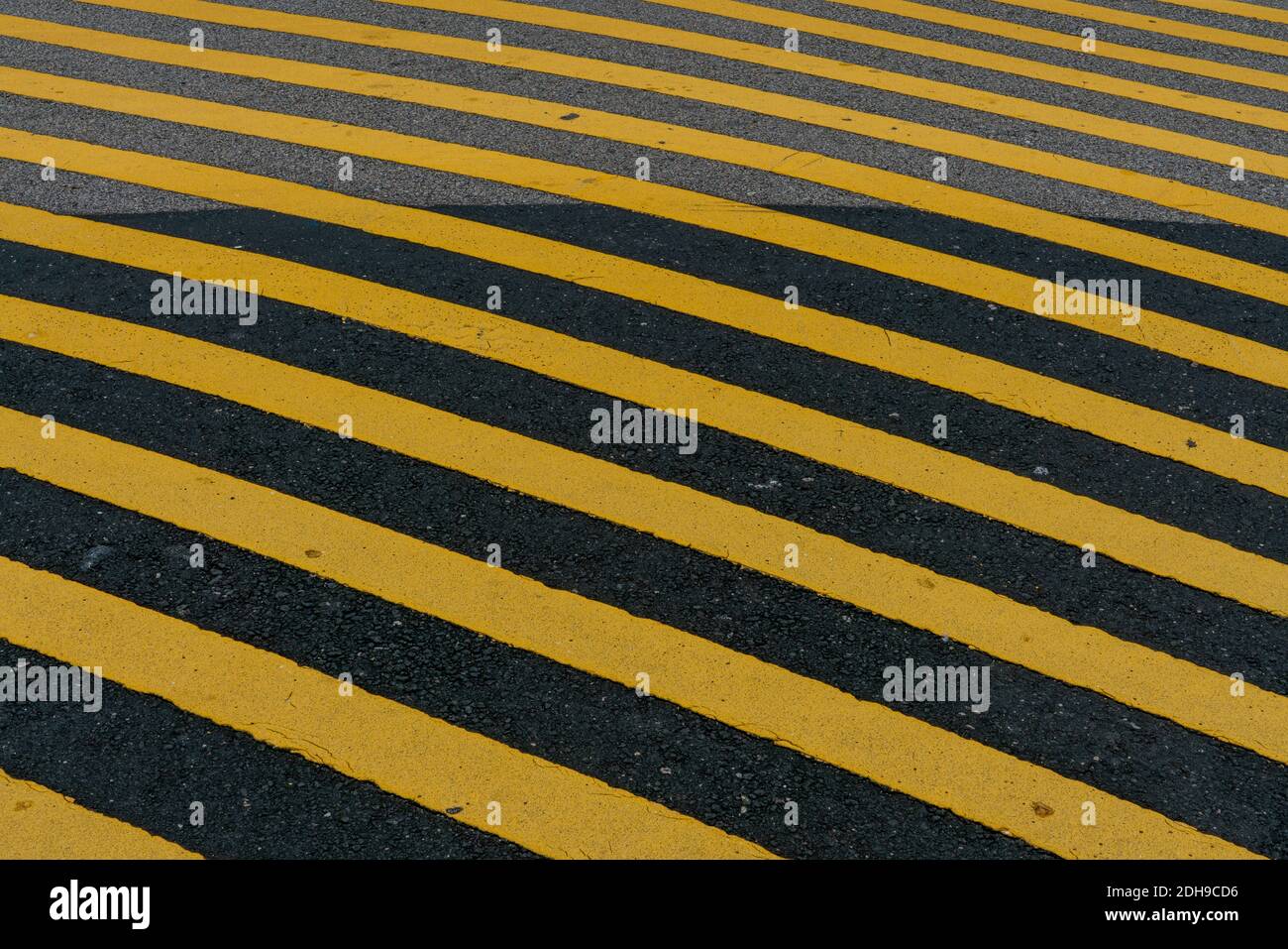 Pedestrian crossing. Zebra with yellow stripes. Horizontal shot Stock ...