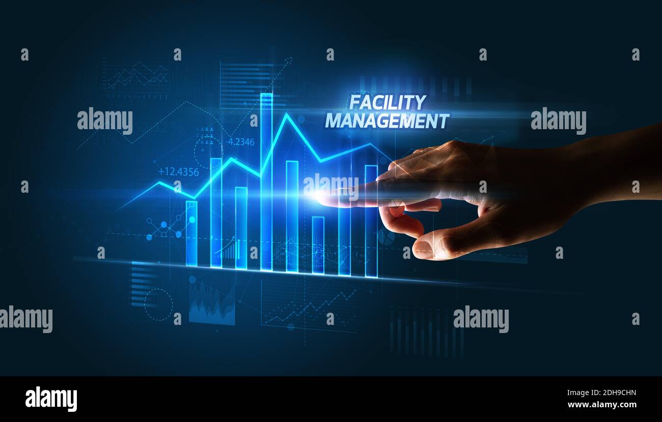 Hand touching FACILITY MANAGEMENT button, business concept Stock Photo ...
