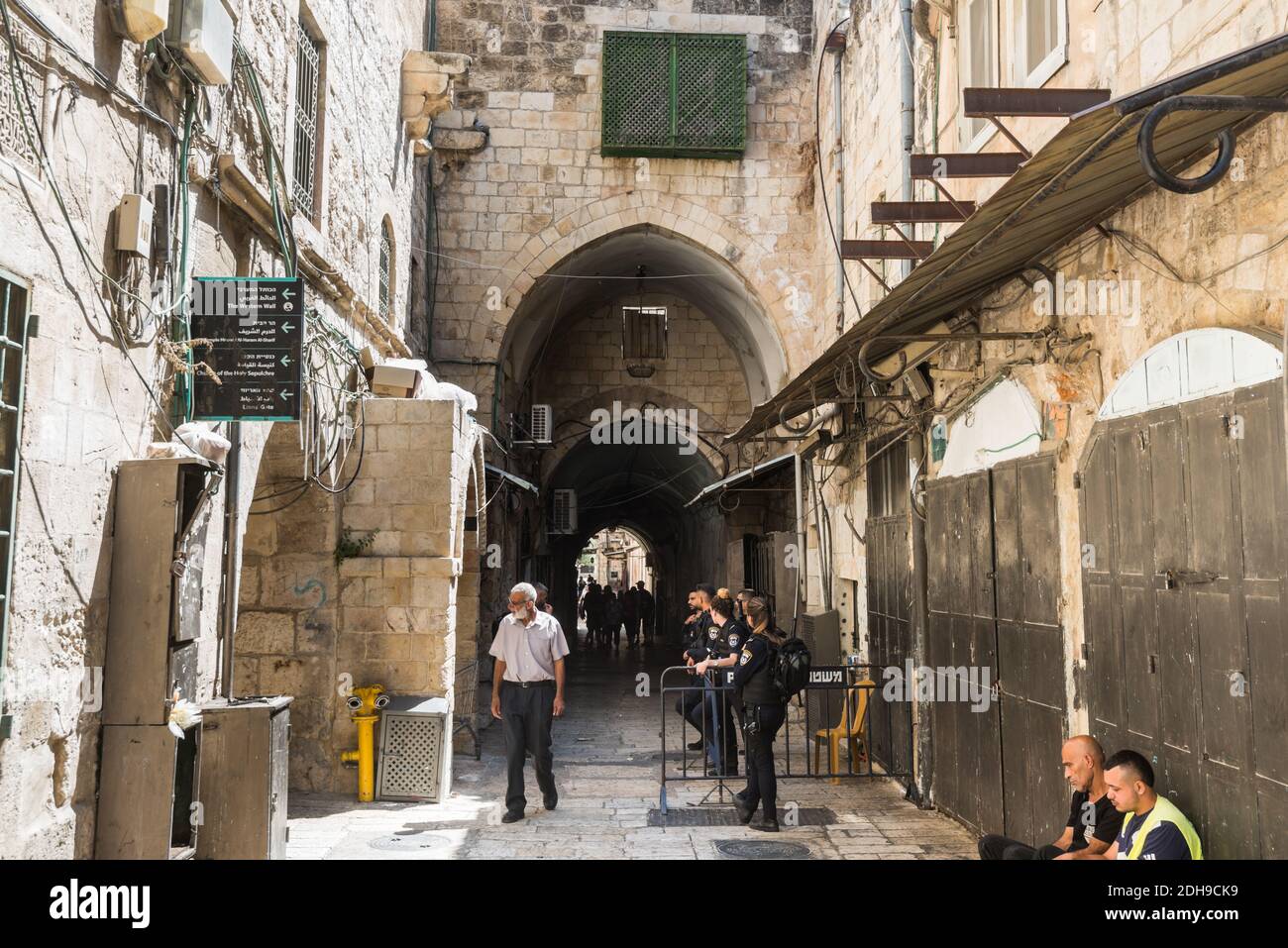 Exit gate, Cotton Merchants' Gate, of the Golden Dome of the Rock and a ...