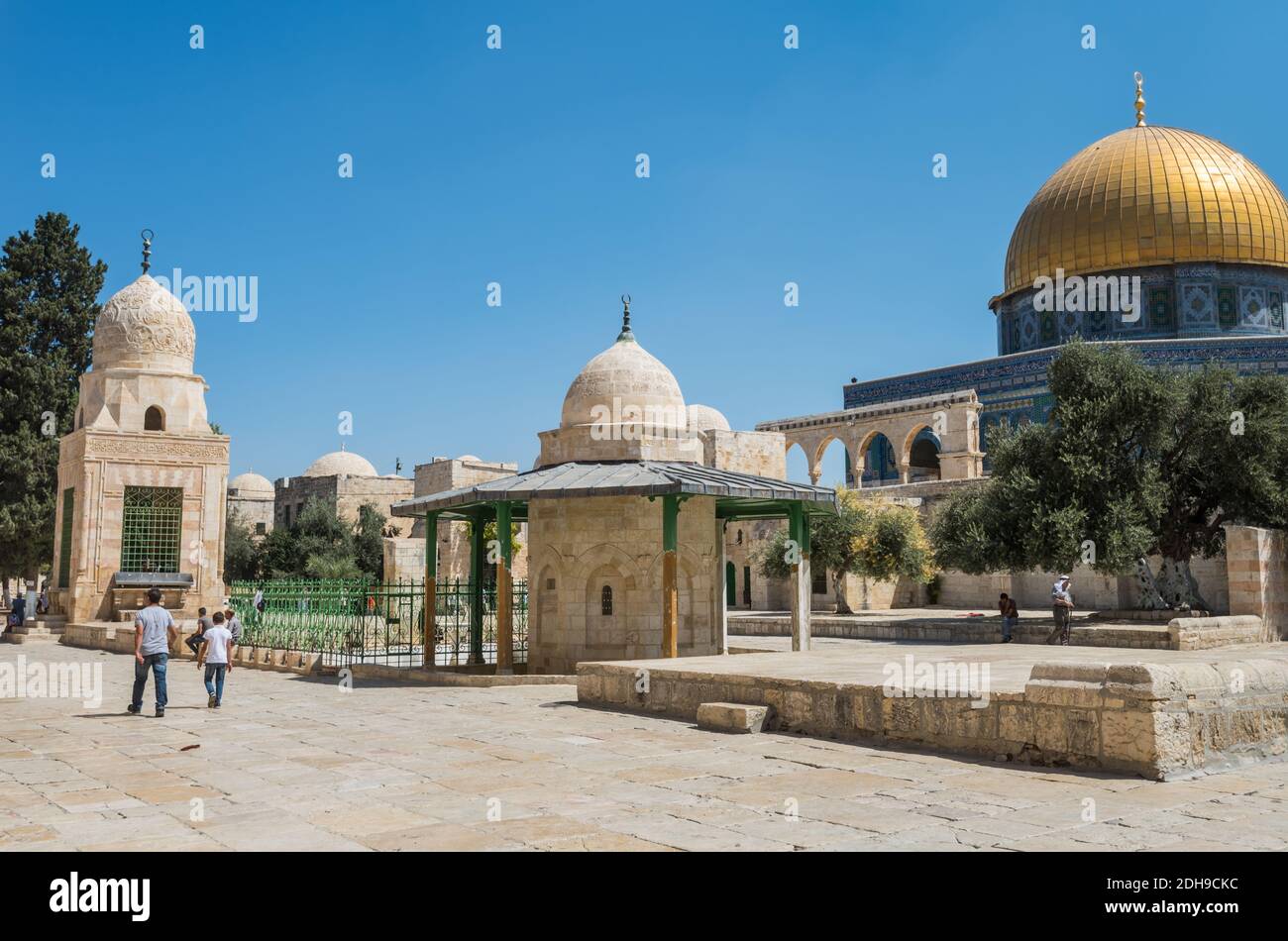 Islamic dome and buildings surrounding the square of the Golden Dome of ...