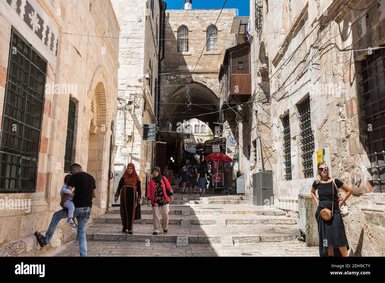 Street view of old street of Muslim quarter in the old city of ...