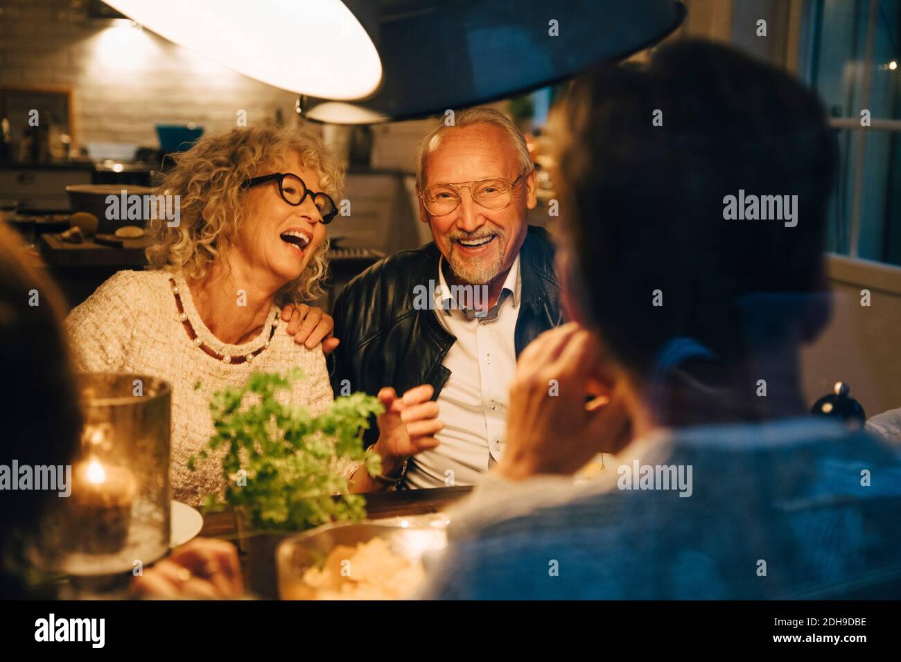 Seniors talking enjoying view night hi-res stock photography and images ...