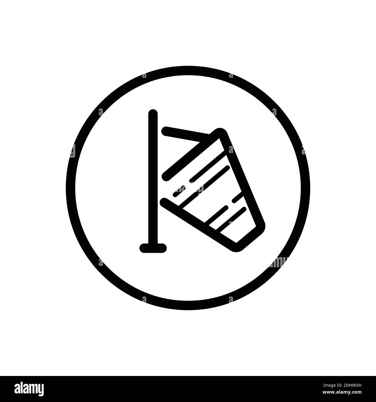 Low wind. Outline icon in a circle. Isolated weather vector ...